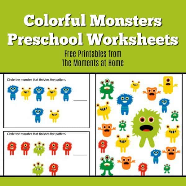 Monster Colors Printable Worksheets for Preschoolers