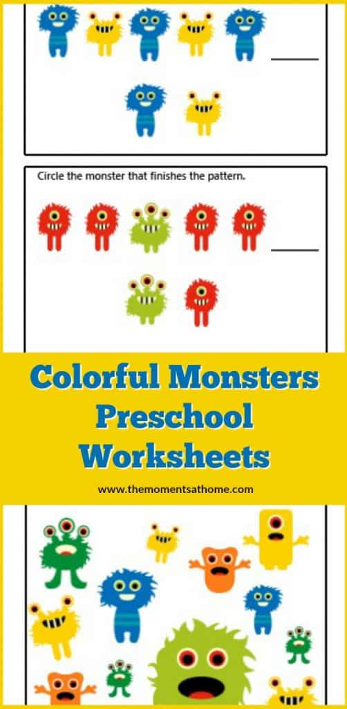 Monster Colors Printable Worksheets for Preschoolers