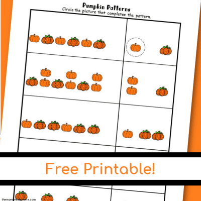 Pumpkin Math Patterns Printable Worksheets